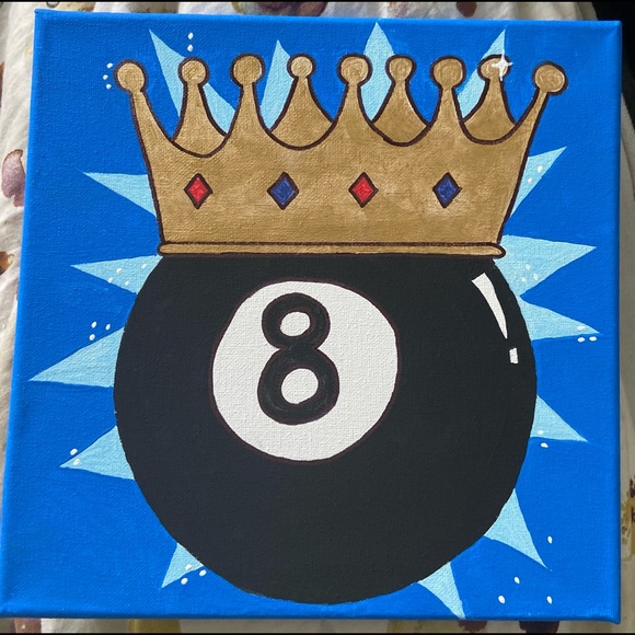 Art | 8 Ball Pool With Crown Painting | Poshmark